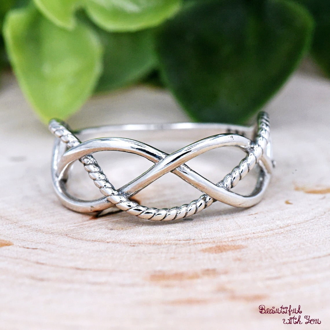 SS DESIGNS Celtic Braided Knot Eternity Ring, 925 Sterling Silver Rope ...