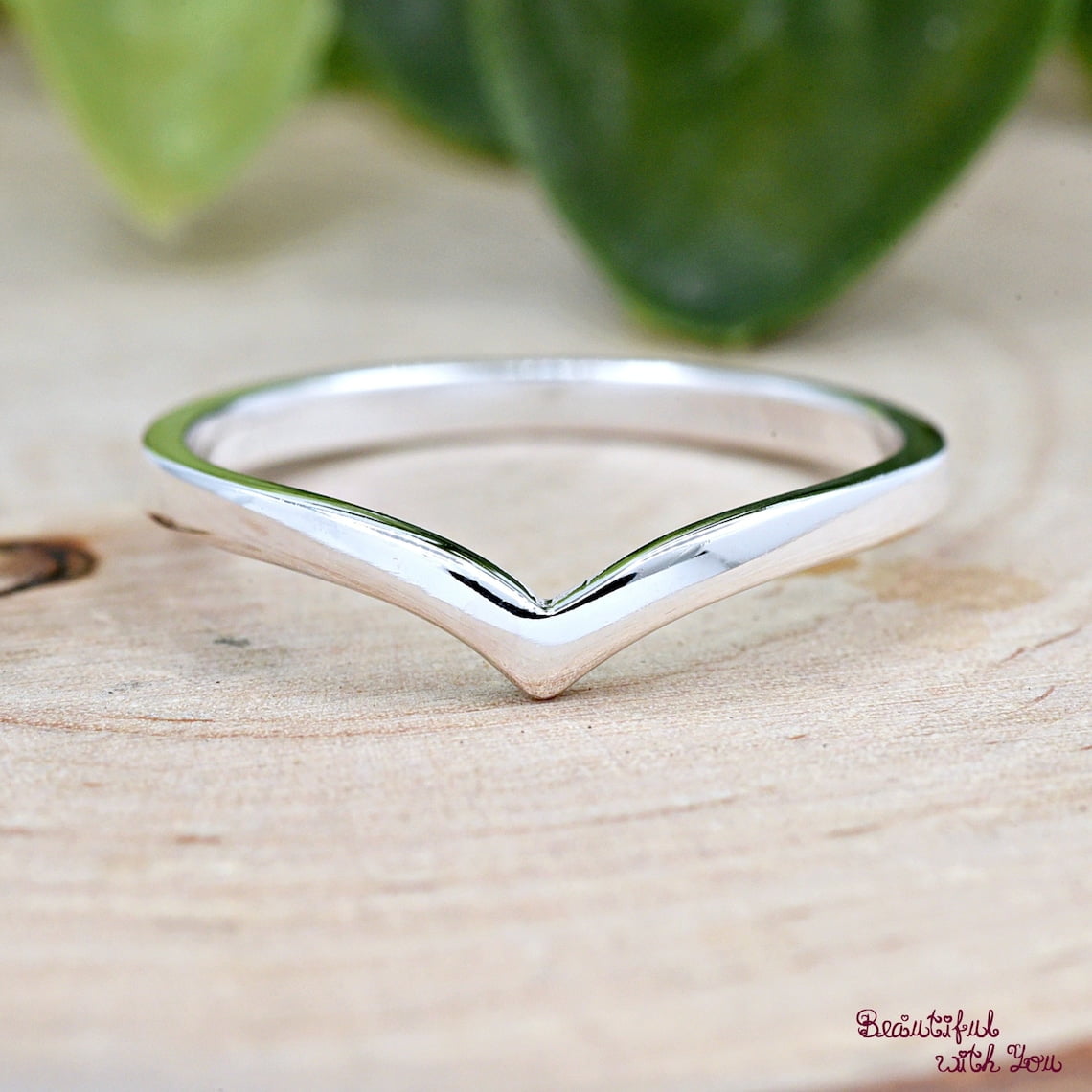 SS DESIGNS Dainty Low Profile V Shape Chevron Wishbone Stackable Silver ...
