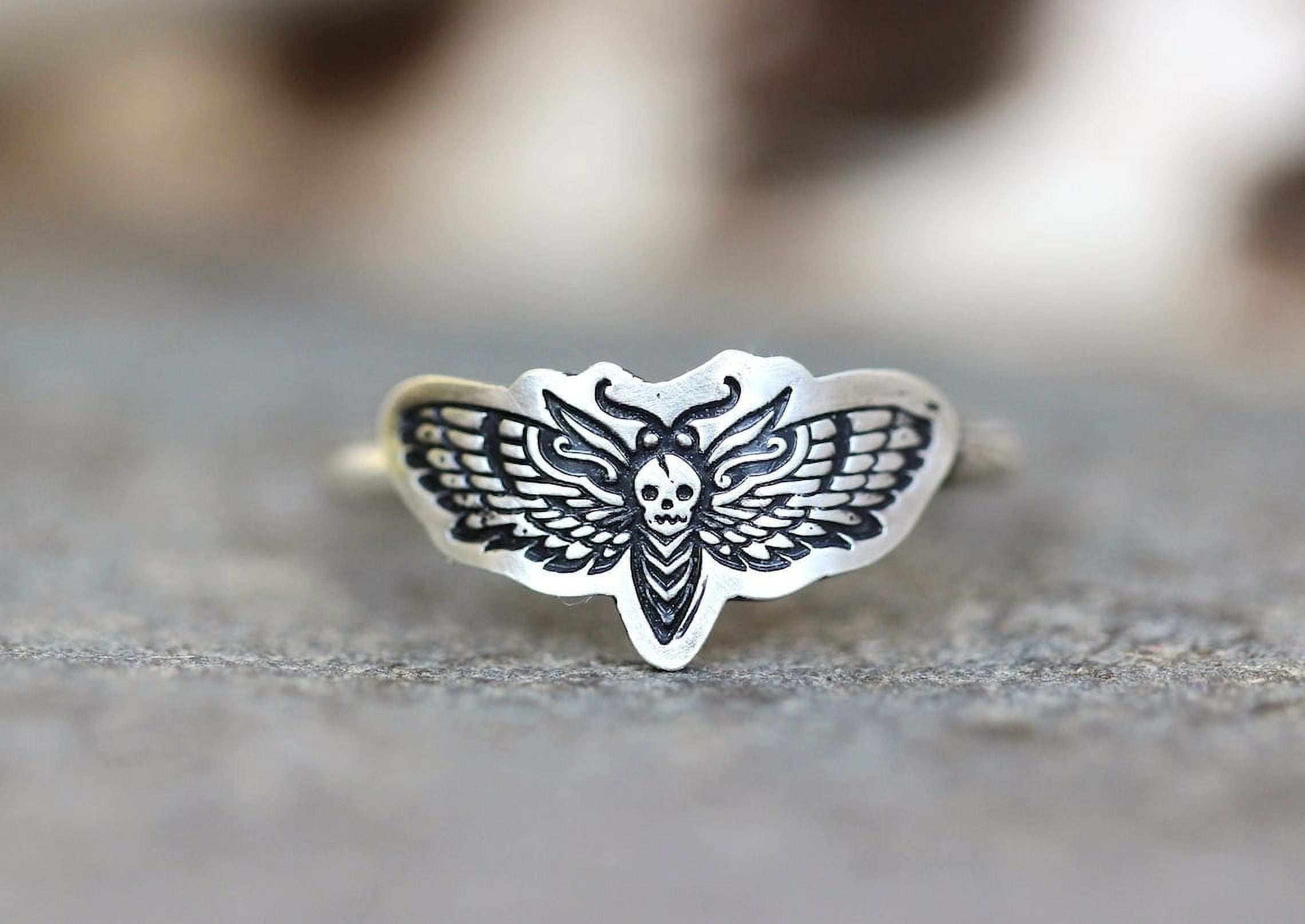 SS DESIGNS Deaths Head Moth Ring Sterling Silver Death's Head Moth Ring Witch Ring Witch ...