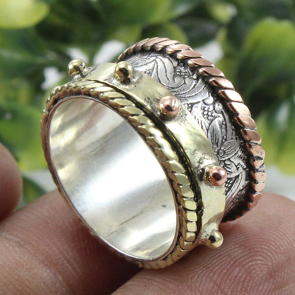 SS DESIGNS Designer Ring Jewelry, Fidget Ring, Spinning Ring, Three ...