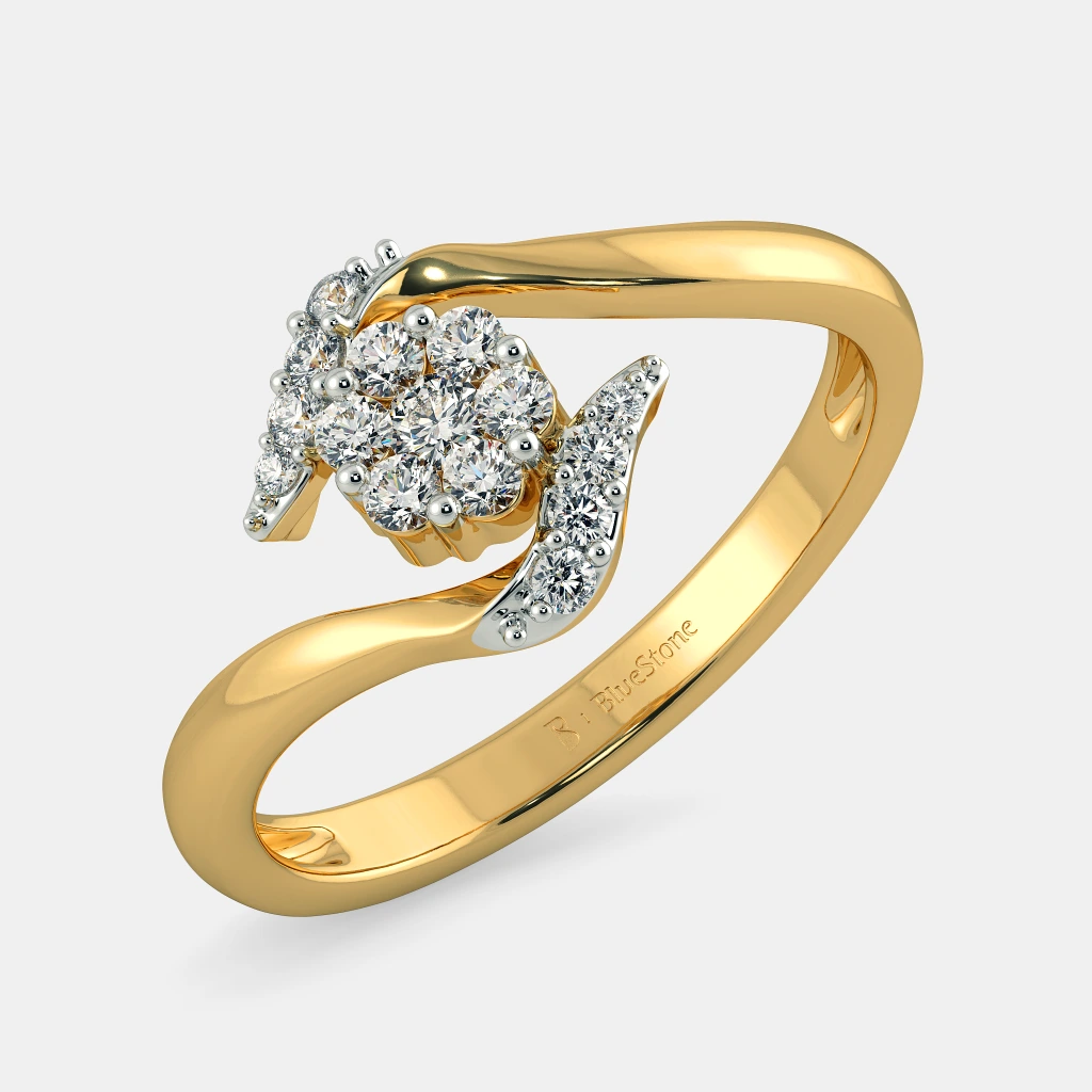 SS DESIGNS Diamond Ring In 18k Yellow Gold 2.32 Gram With 0.196 ...