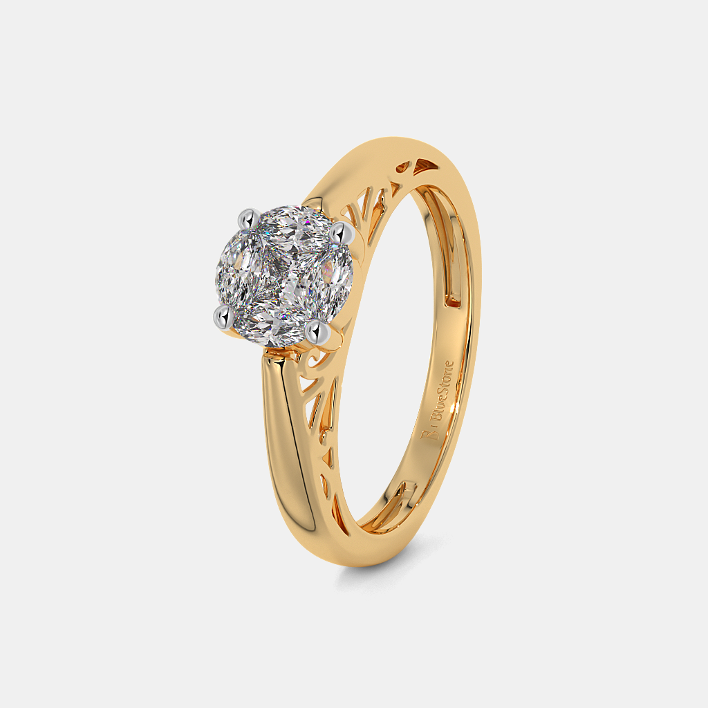 SS DESIGNS Diamond Ring In 18k Yellow Gold 2.9 Gram With 0.335 Diamonds ...