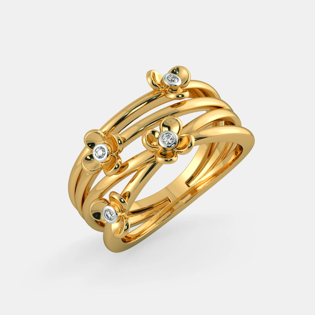 SS DESIGNS Diamond Ring In 18k Yellow Gold 4.66 Gram With 0.04 Diamonds ...
