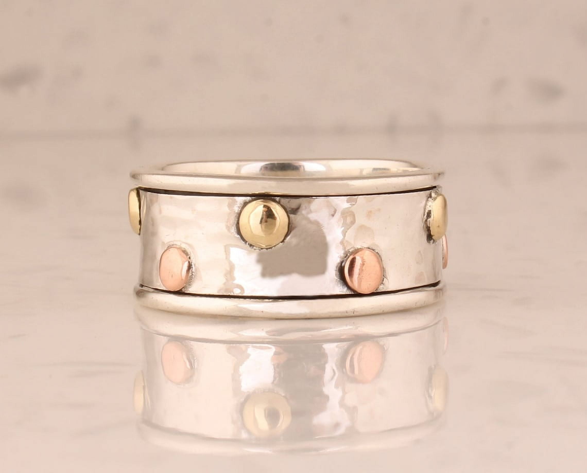 SS DESIGNS Dotted Copper & Brass Sterling Silver Spinner Ring ...