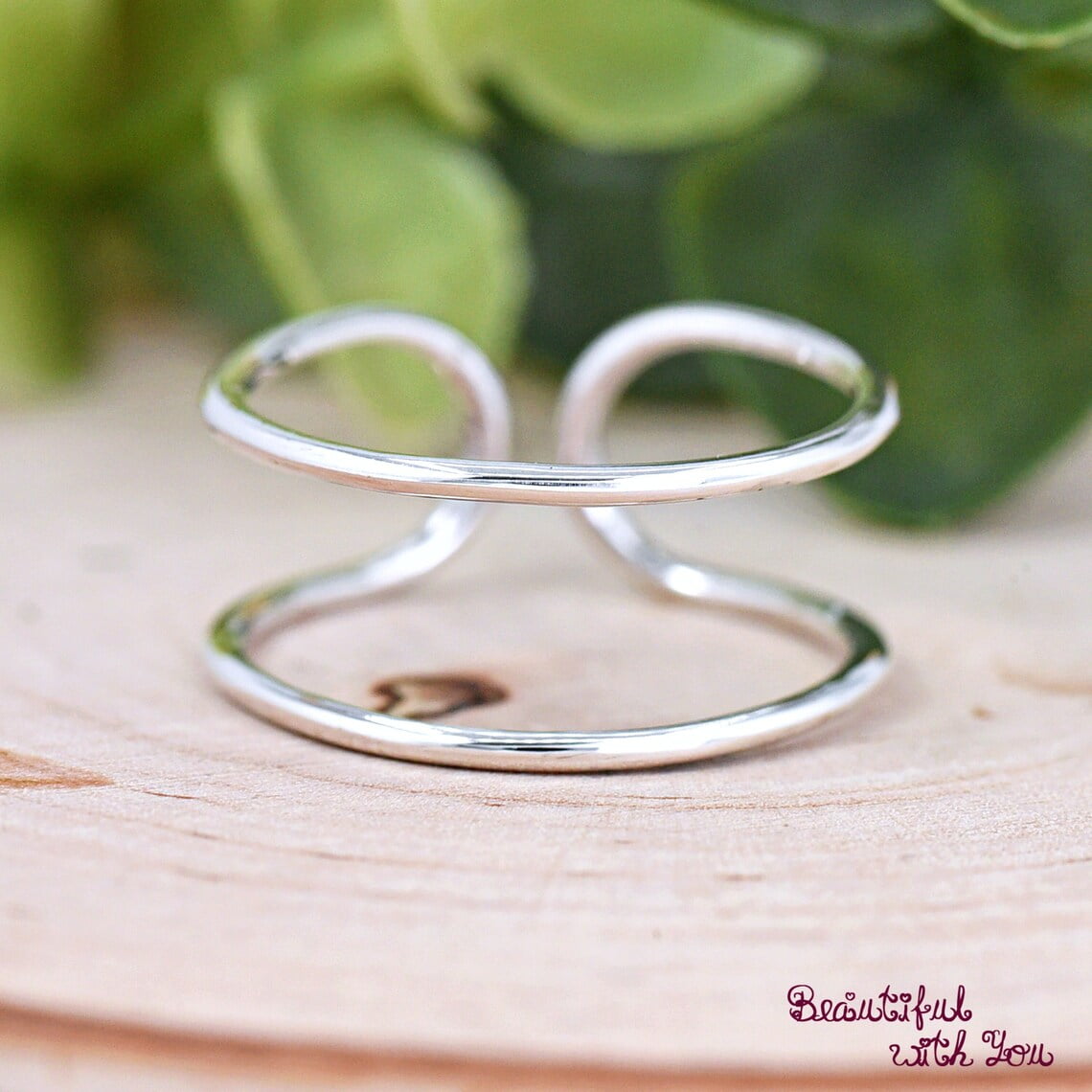 SS DESIGNS Double Lines Wire Style Adjustable Open Flexible Thumb Ring ...