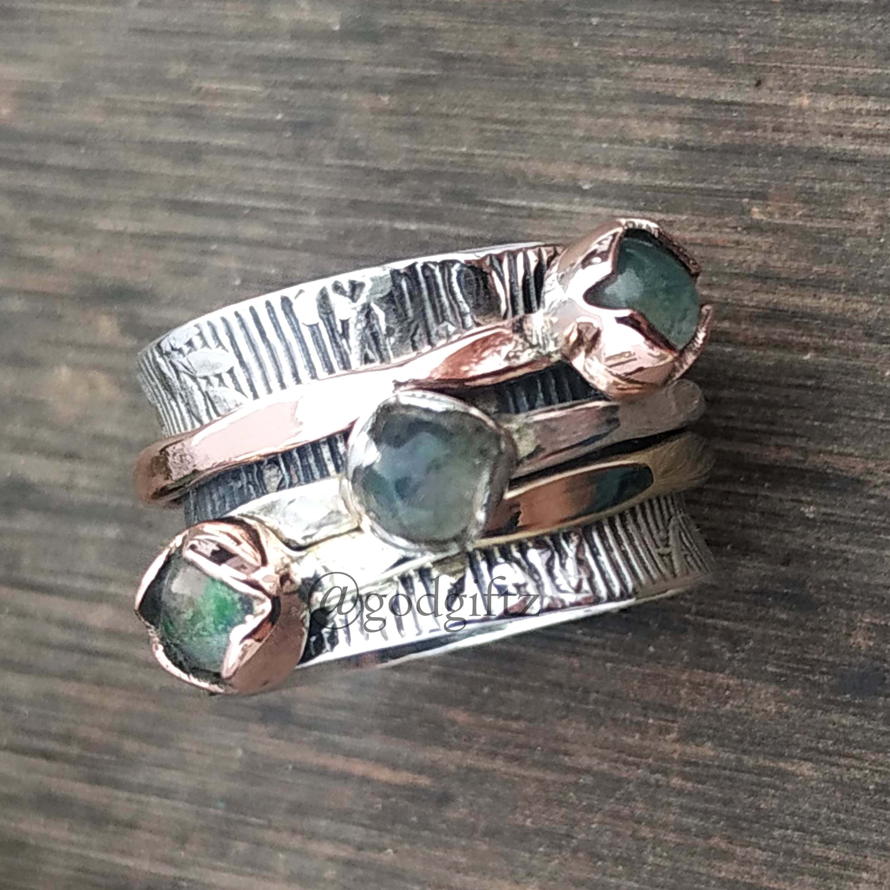 SS DESIGNS Ethiopian Opal Ring - Fidget Ring - Meditation Ring - Wide ...