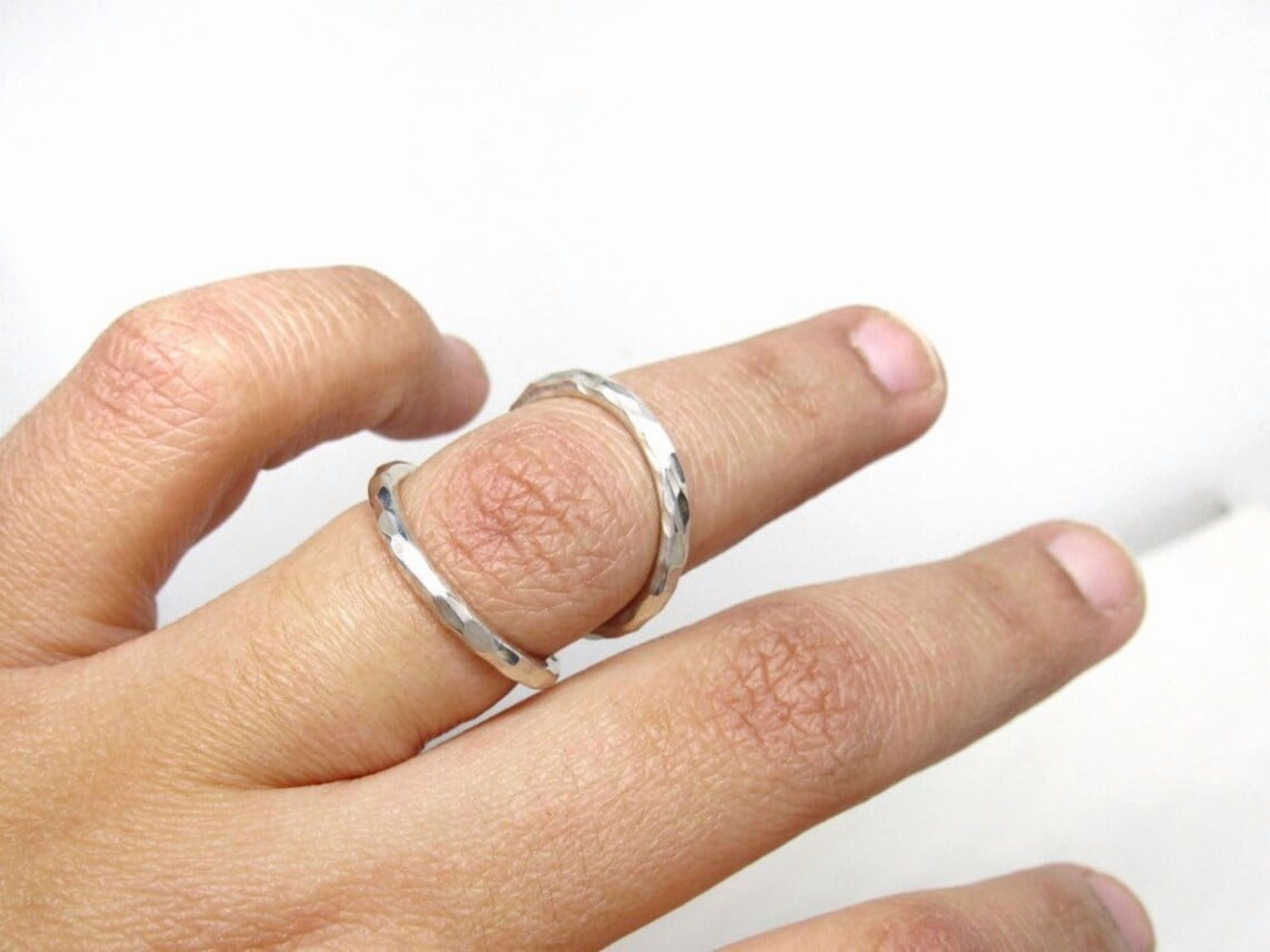 SS DESIGNS Hammered Sterling Silver Swan Neck Splint Ring – Adjustable ...