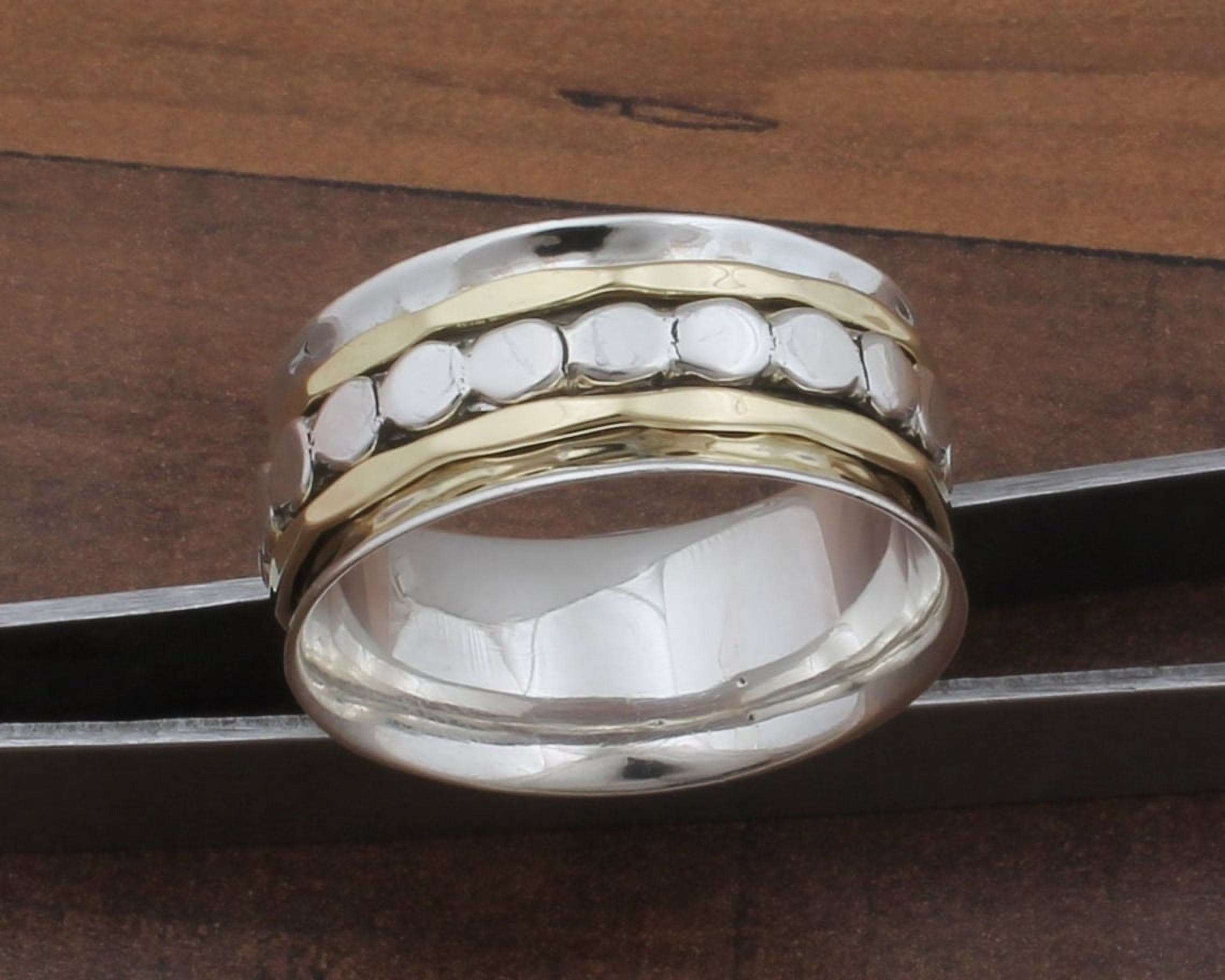 SS DESIGNS Hammered Textured 925 Sterling Silver Spinner Ring ...