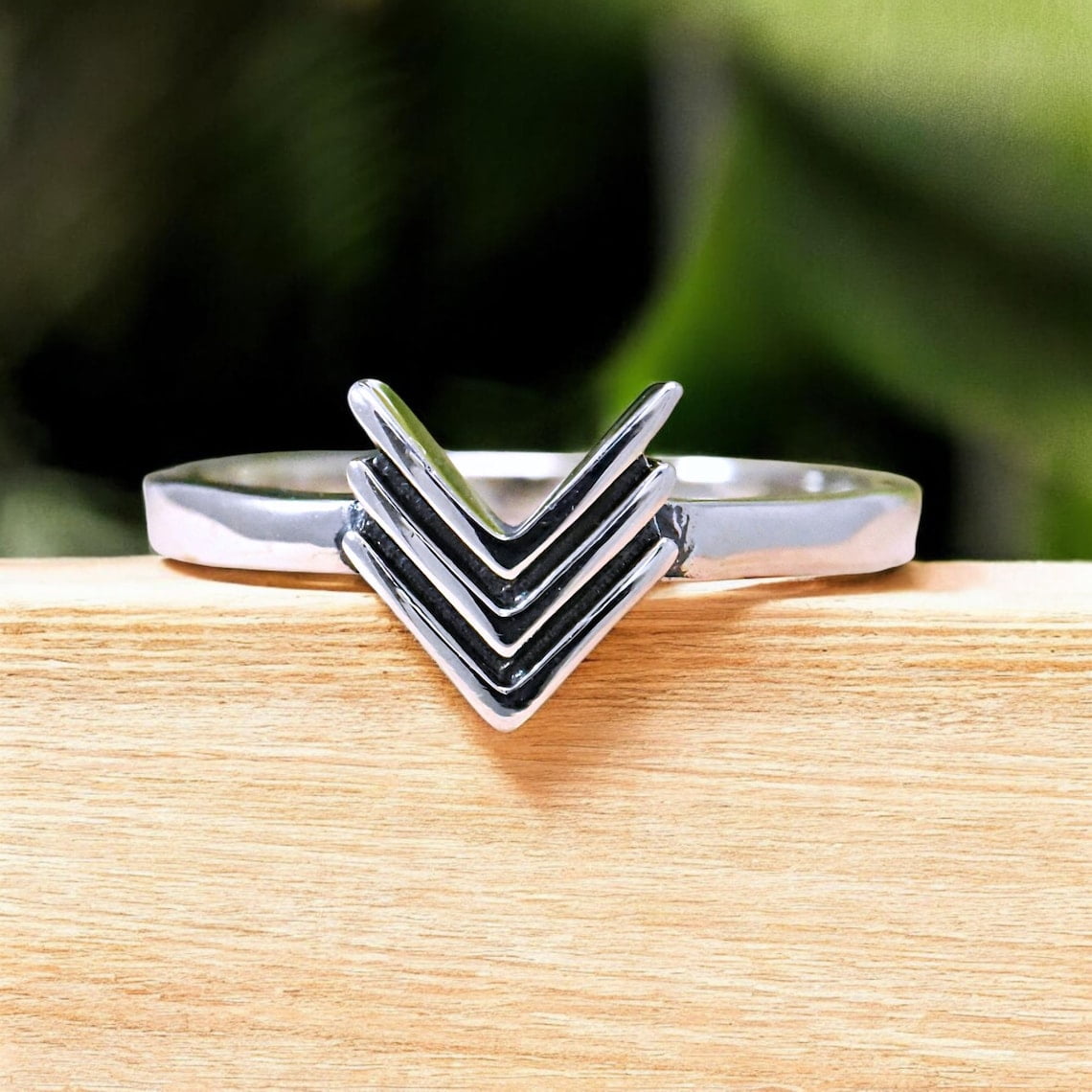 SS DESIGNS Handcrafted Sterling Silver Arrow Ring – V Shape Stacking ...