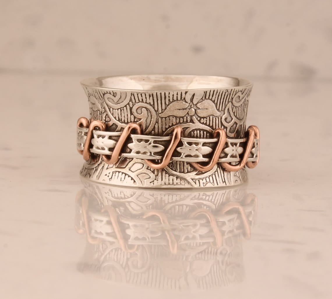 SS DESIGNS Handmade Boho Spinner Ring – 925 Sterling Silver Fidget ...