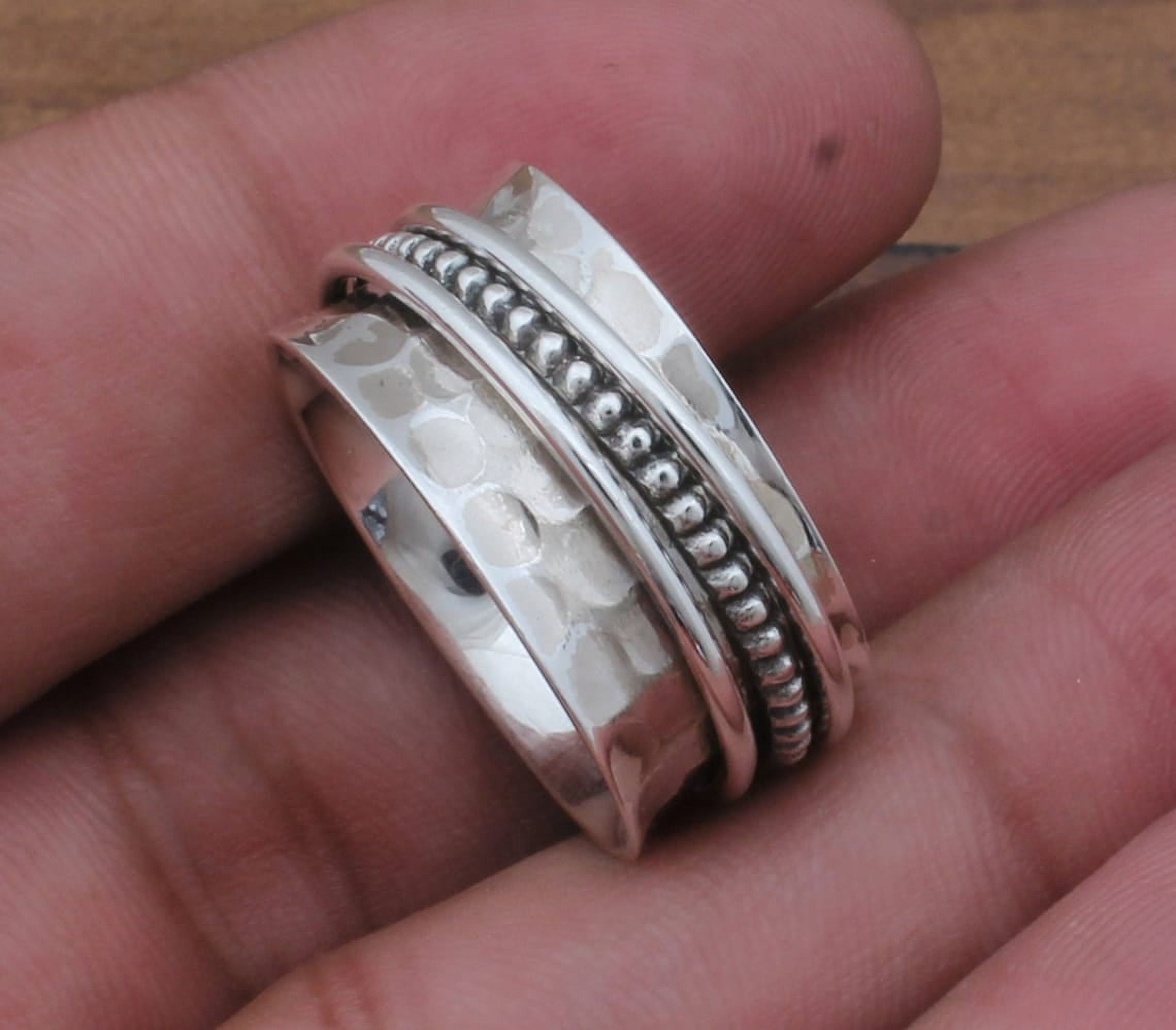 SS DESIGNS Handmade Hammered Sterling Silver Spinner Ring – 925 Stamped ...