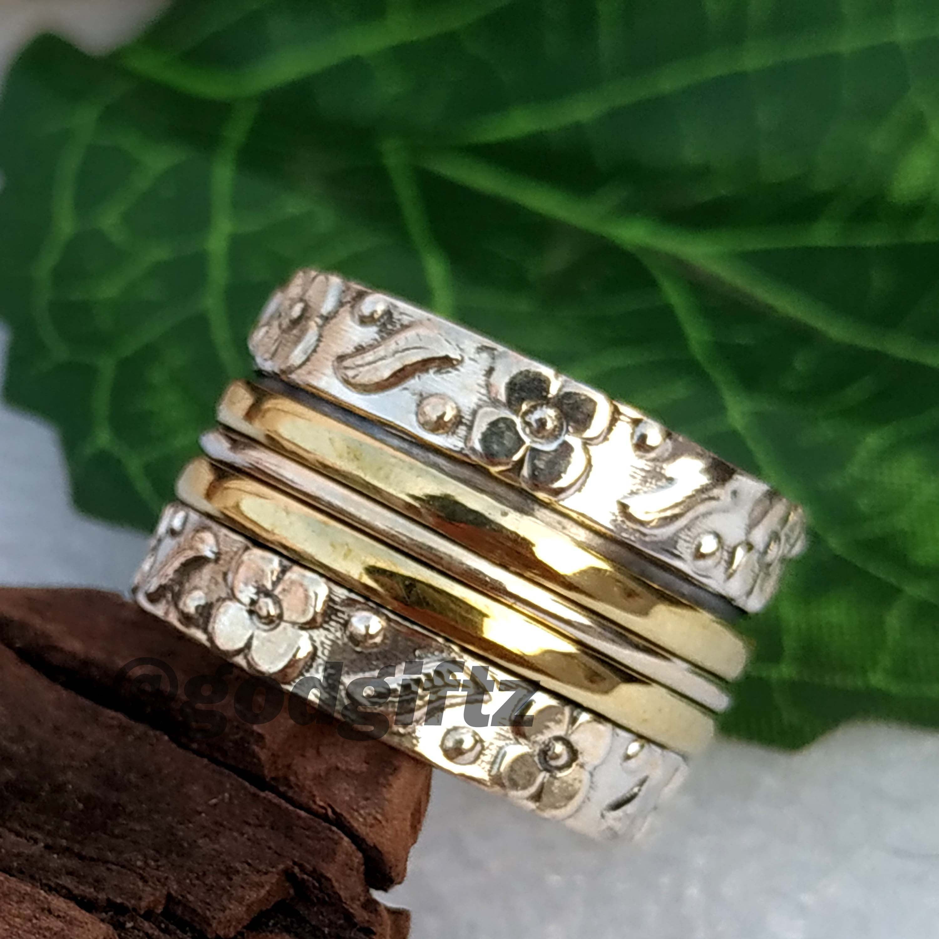 SS DESIGNS Handmade Worry Ring - Spinner Ring - Flower Spinner Ring ...