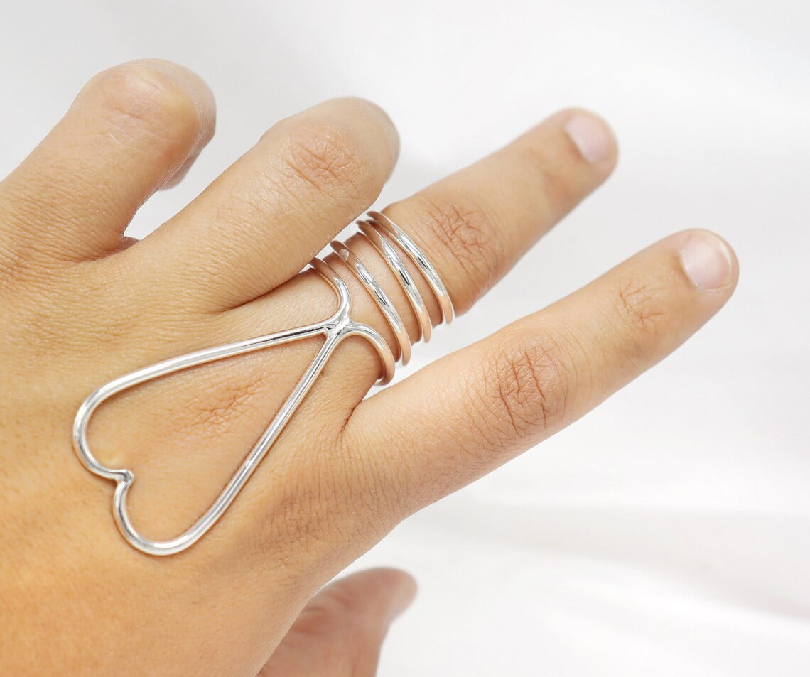 SS DESIGNS Heart MCP Joint Splint Ring | Sterling Silver Custom ...