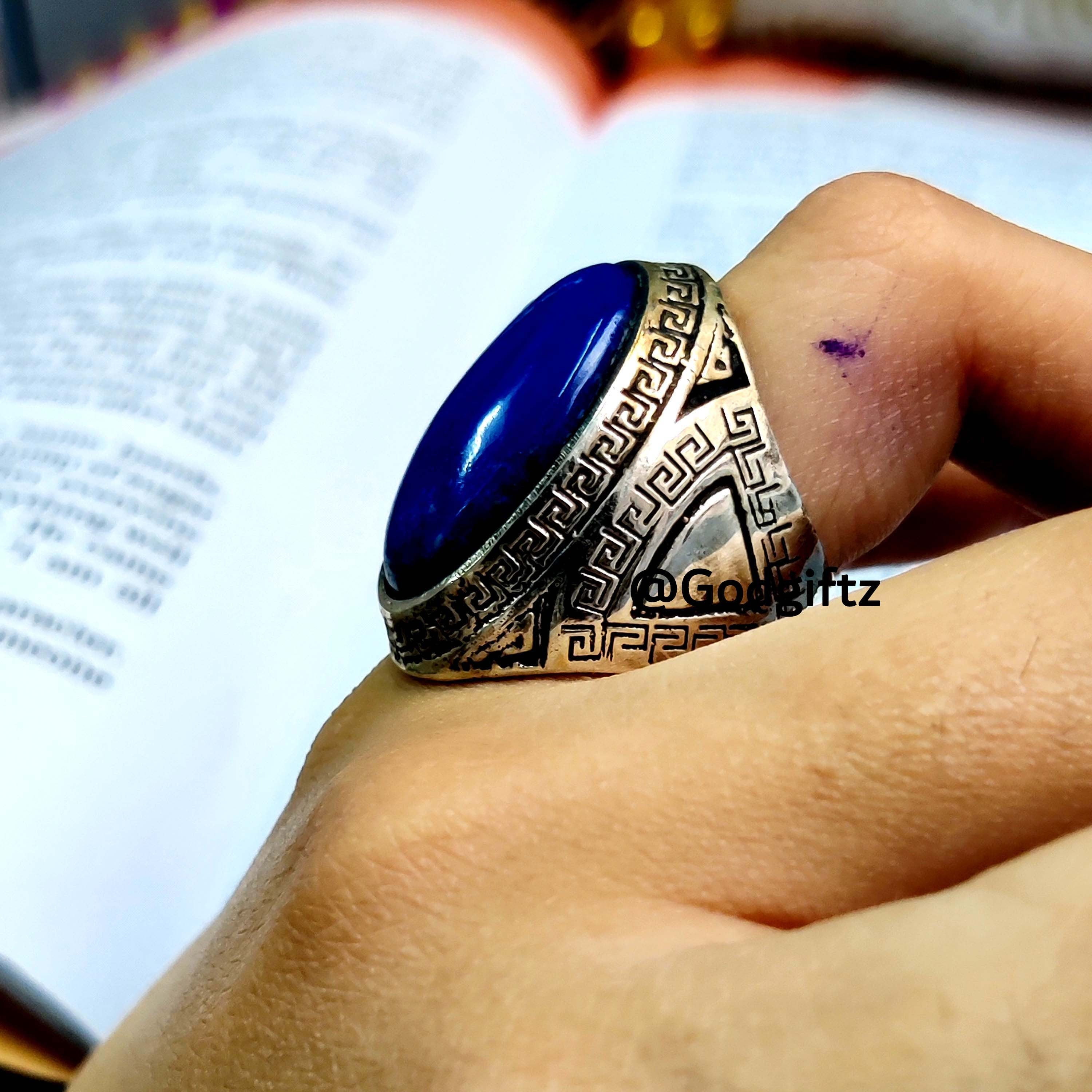 SS DESIGNS Lapis Lazuli Signet Ring: 925 Sterling Silver, Handmade ...