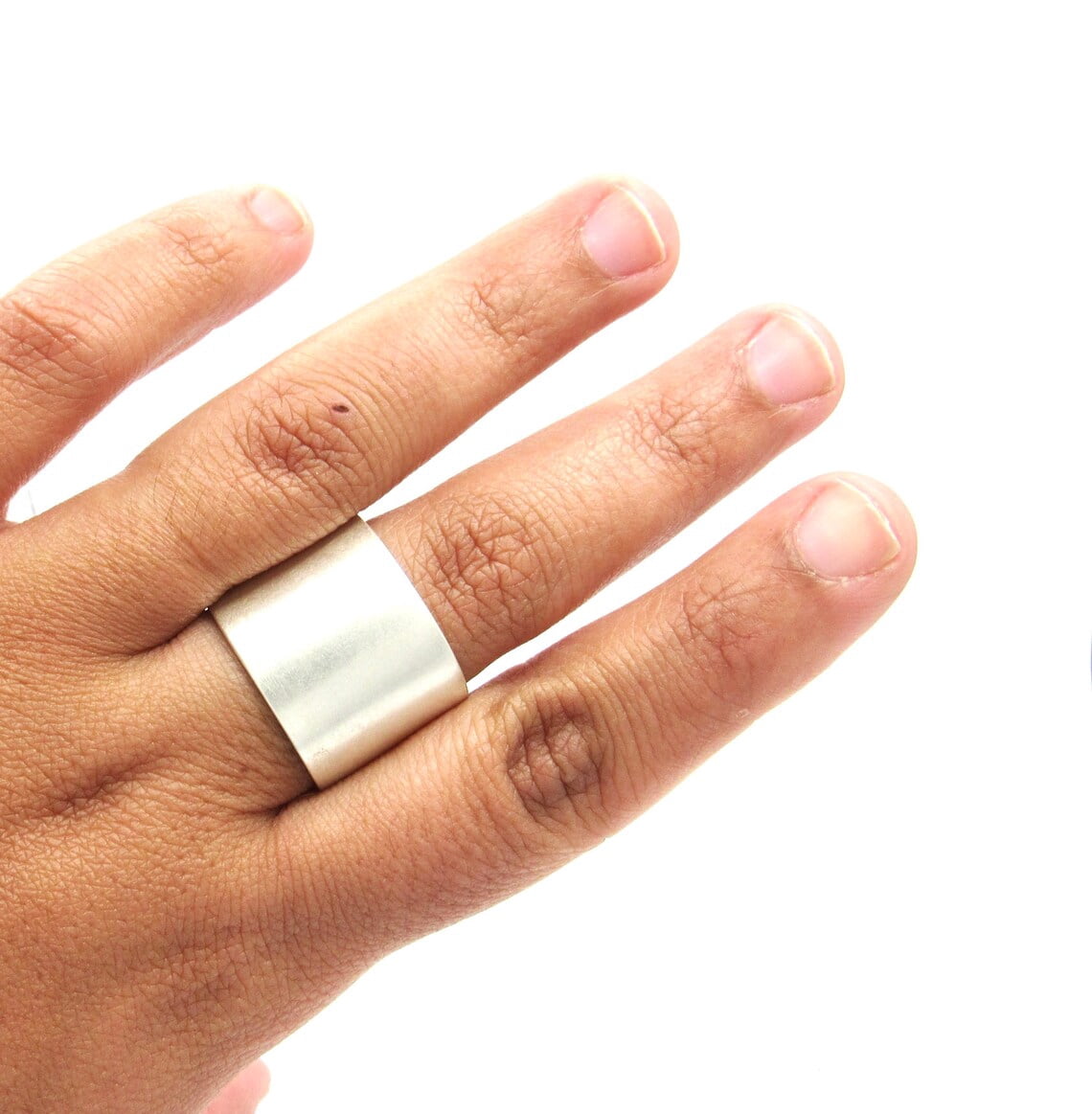 SS DESIGNS Matte Sterling Silver Pulley Ring • 18 mm Band Ring ...