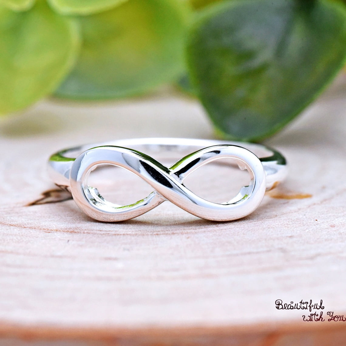 SS DESIGNS Minimalist Dainty 6mm Infinity Sterling Silver Promise Ring ...