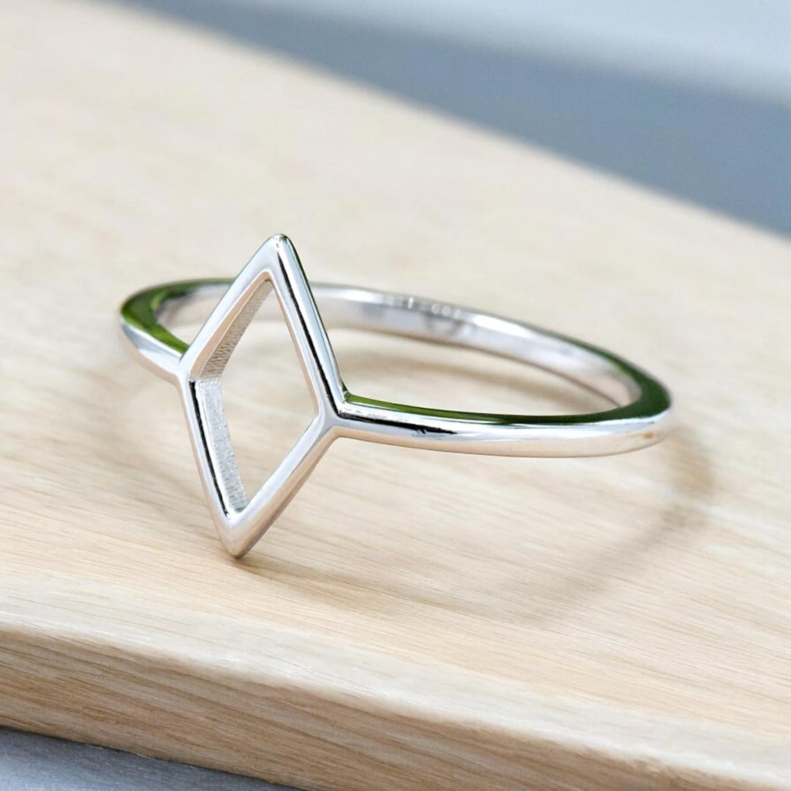 SS DESIGNS Modern Open Rhombus Shape 925 Sterling Silver Ring ...