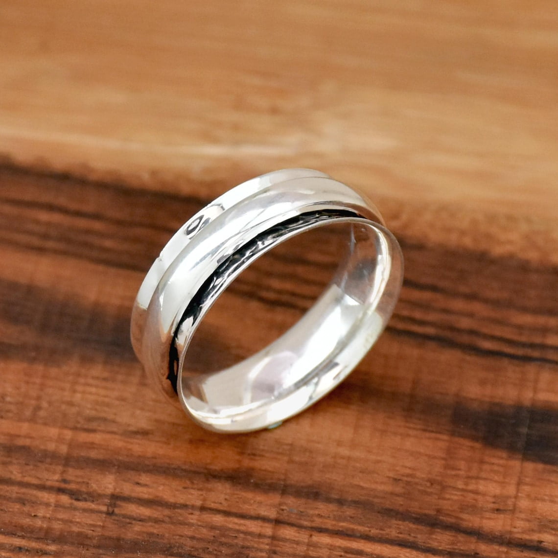 SS DESIGNS Narrow Spinner Ring 925 Sterling Silver Ring Stackable Ring ...