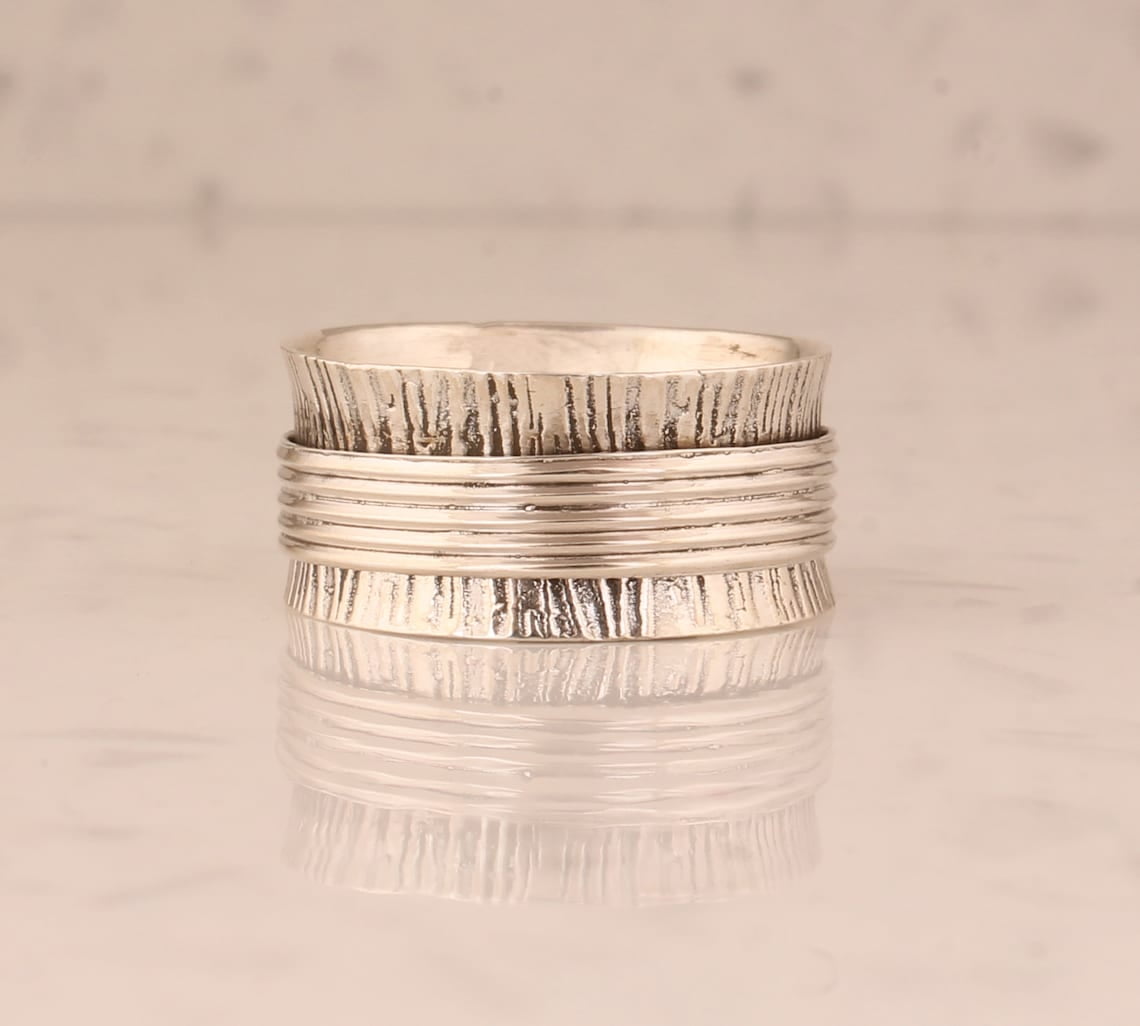 SS DESIGNS Oxidized 925 Sterling Silver Spinner Ring – Handmade Anxiety ...