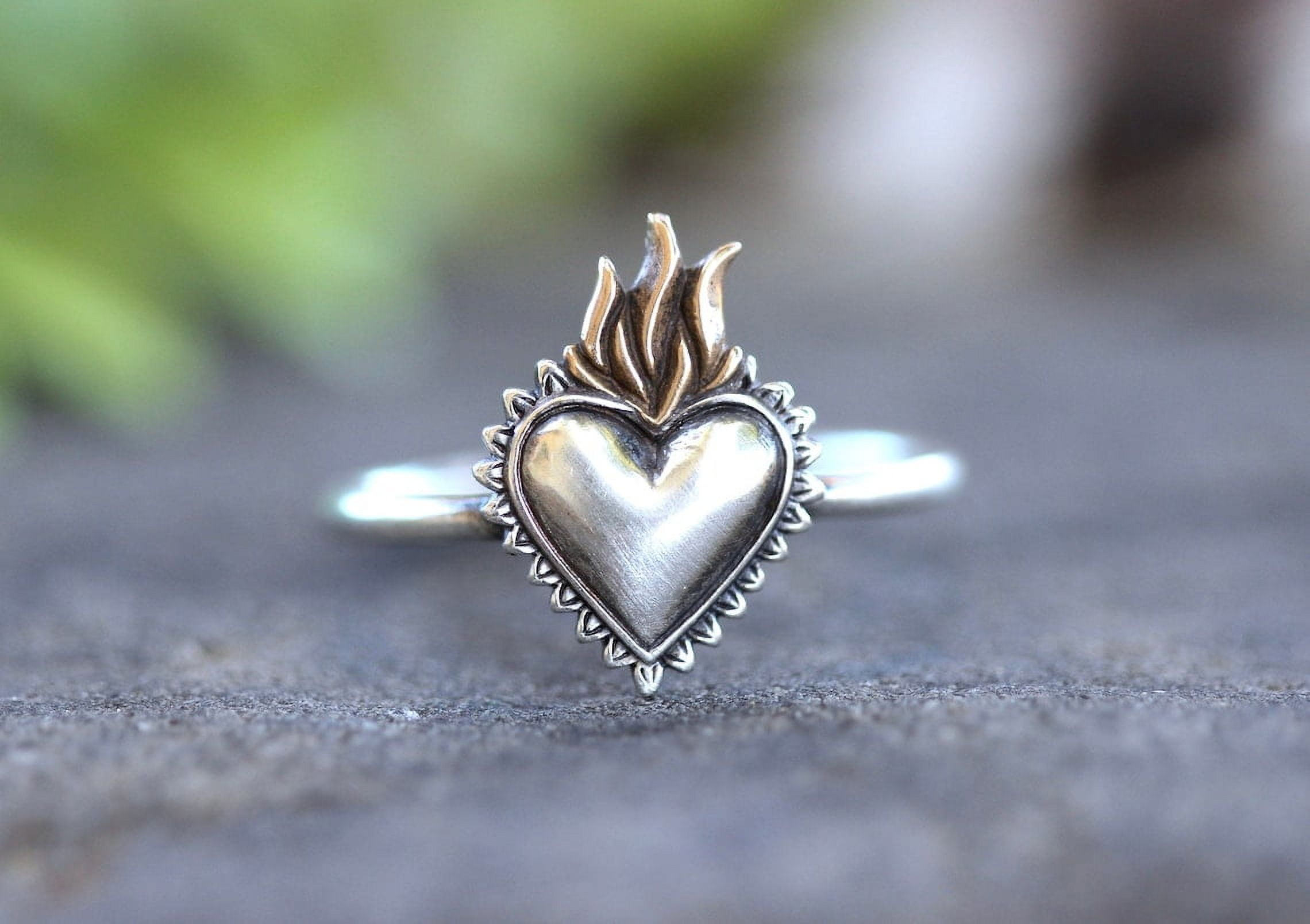 SS DESIGNS Sacred Heart Ring Sacred Heart Jewelry Heart Milagro Ring ...