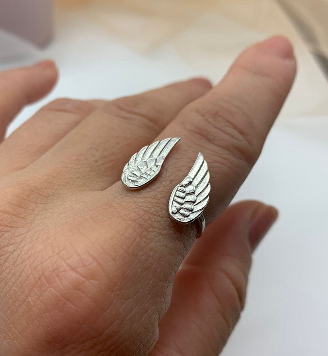 SS DESIGNS Silver Angel Wing Ring-Ladies Spiritual Ring-Gift For Her ...