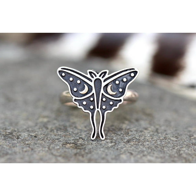 SS DESIGNS Silver Luna Moth Ring Luna Moth Jewelry Sterling Silver Moth ...