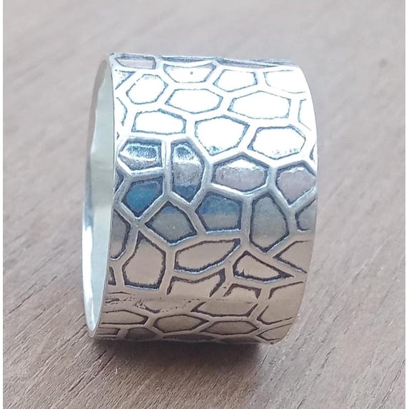 SS DESIGNS Silver Plated Band Ring Handmade Textured Artisan Boho ...