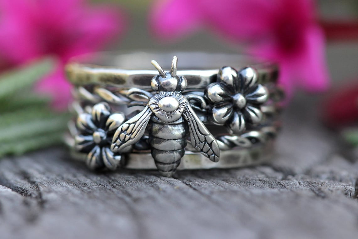 SS DESIGNS Silver Stacking Ring Set Sterling Silver Stacking Rings ...