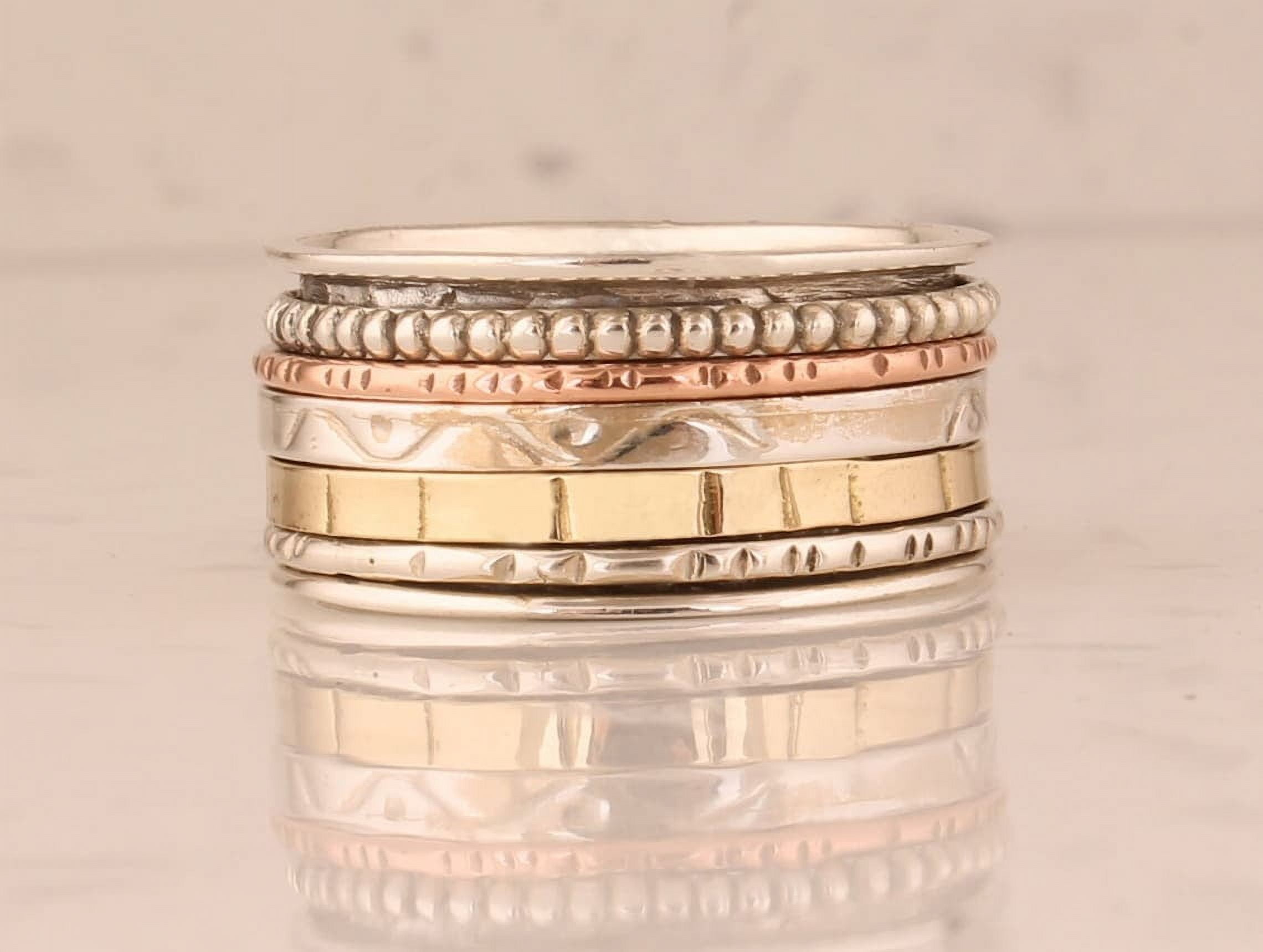 SS DESIGNS Solid 925 Sterling Silver Three-Band Spinner Ring – Handmade ...