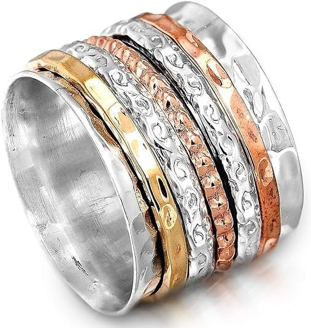 SS DESIGNS Spinner Ring for Women 925 Sterling Silver with Copper and ...