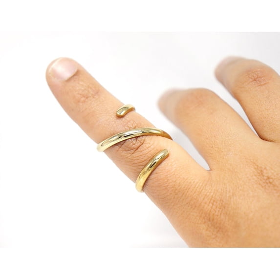 SS DESIGNS Spiral SplintFlat Adjustable Ring in 14k Yellow Gold Fill ...