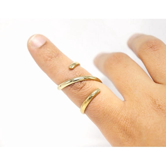 SS DESIGNS Spiral SplintFlat Adjustable Ring in 14k Yellow Gold Fill ...