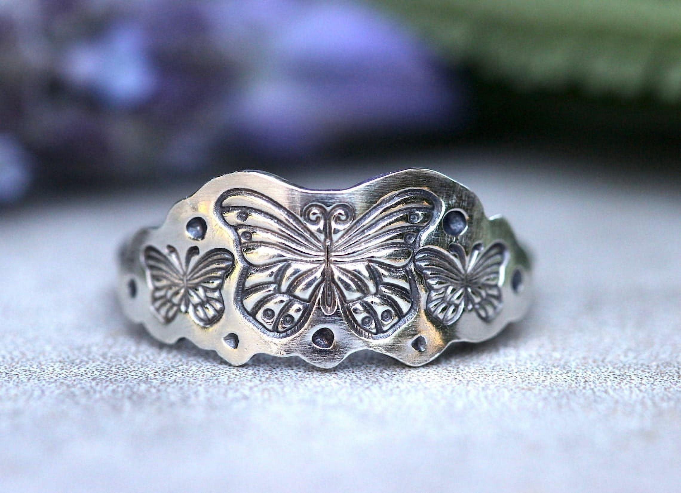 SS DESIGNS Sterling Silver Butterfly Ring Nature Ring Silver Stacking ...