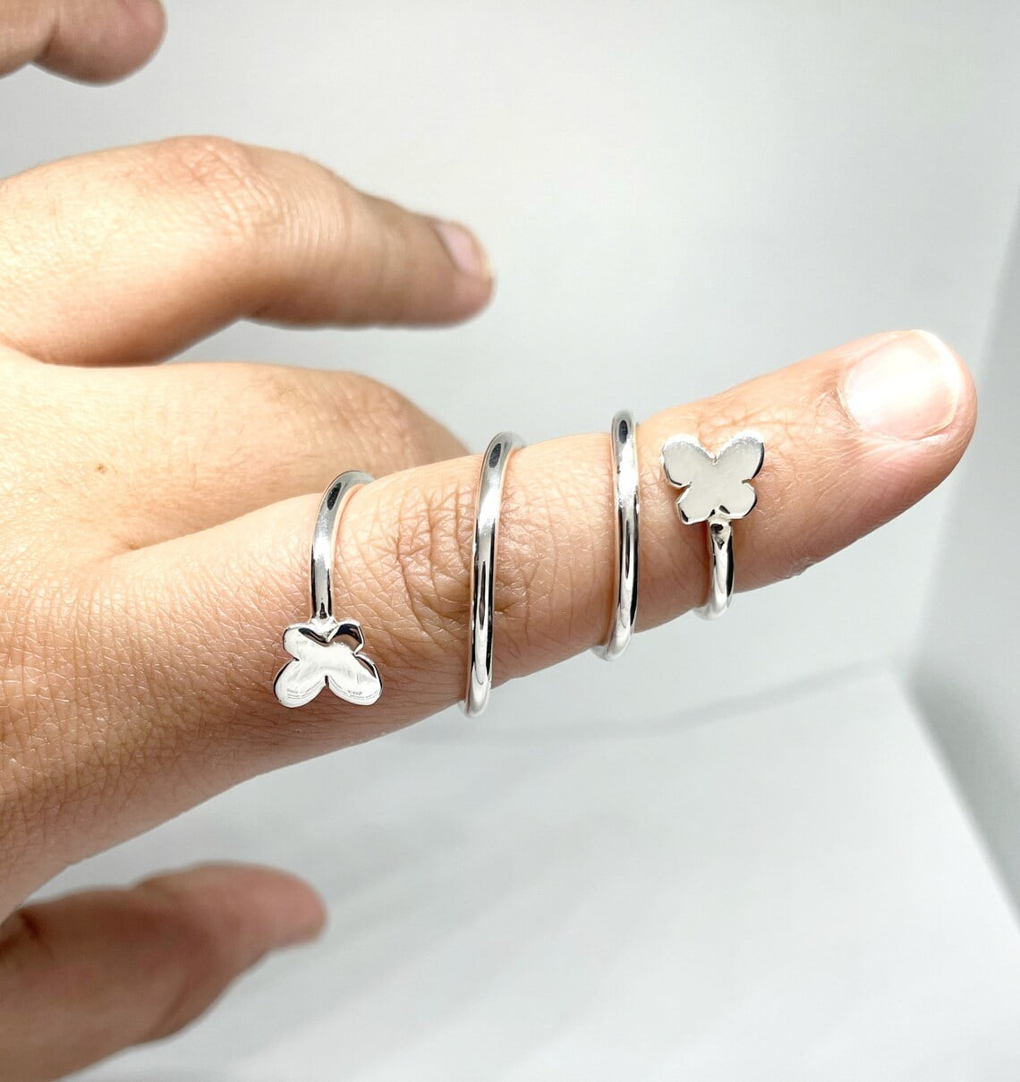 SS DESIGNS Sterling Silver Butterfly Spiral Splint Ring • Thumb ...