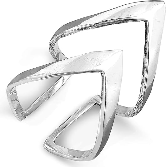 SS DESIGNS Sterling Silver Chevron Ring for Women Statement Large Wide ...