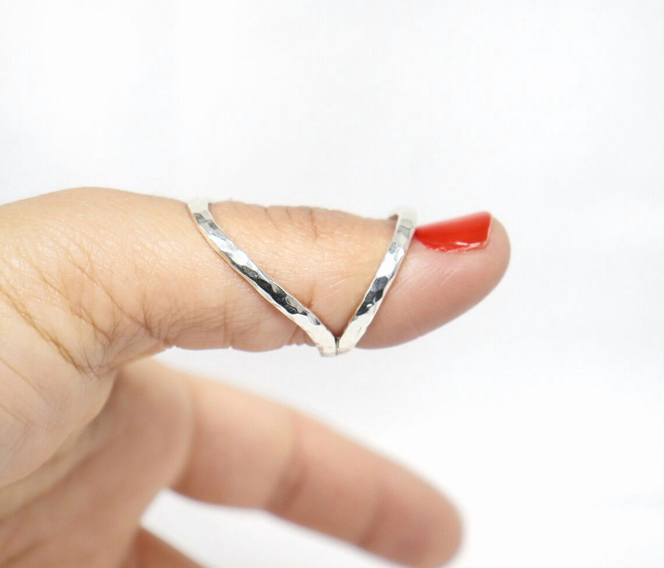 SS DESIGNS Sterling Silver Hammered Swan Neck Splint Ring for PIP & DIP Joints | Adjustable Swan ...