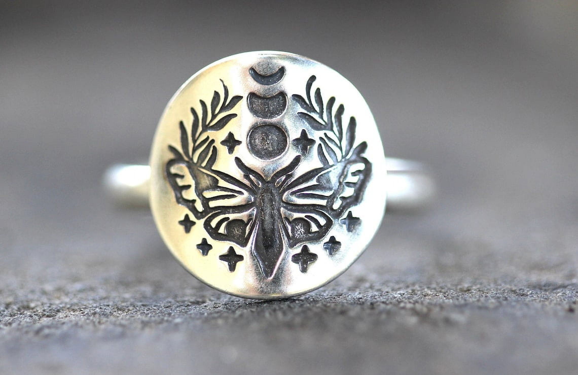 SS DESIGNS Sterling Silver Moth Ring Celestial Moth Ring Moon Moth Moon ...