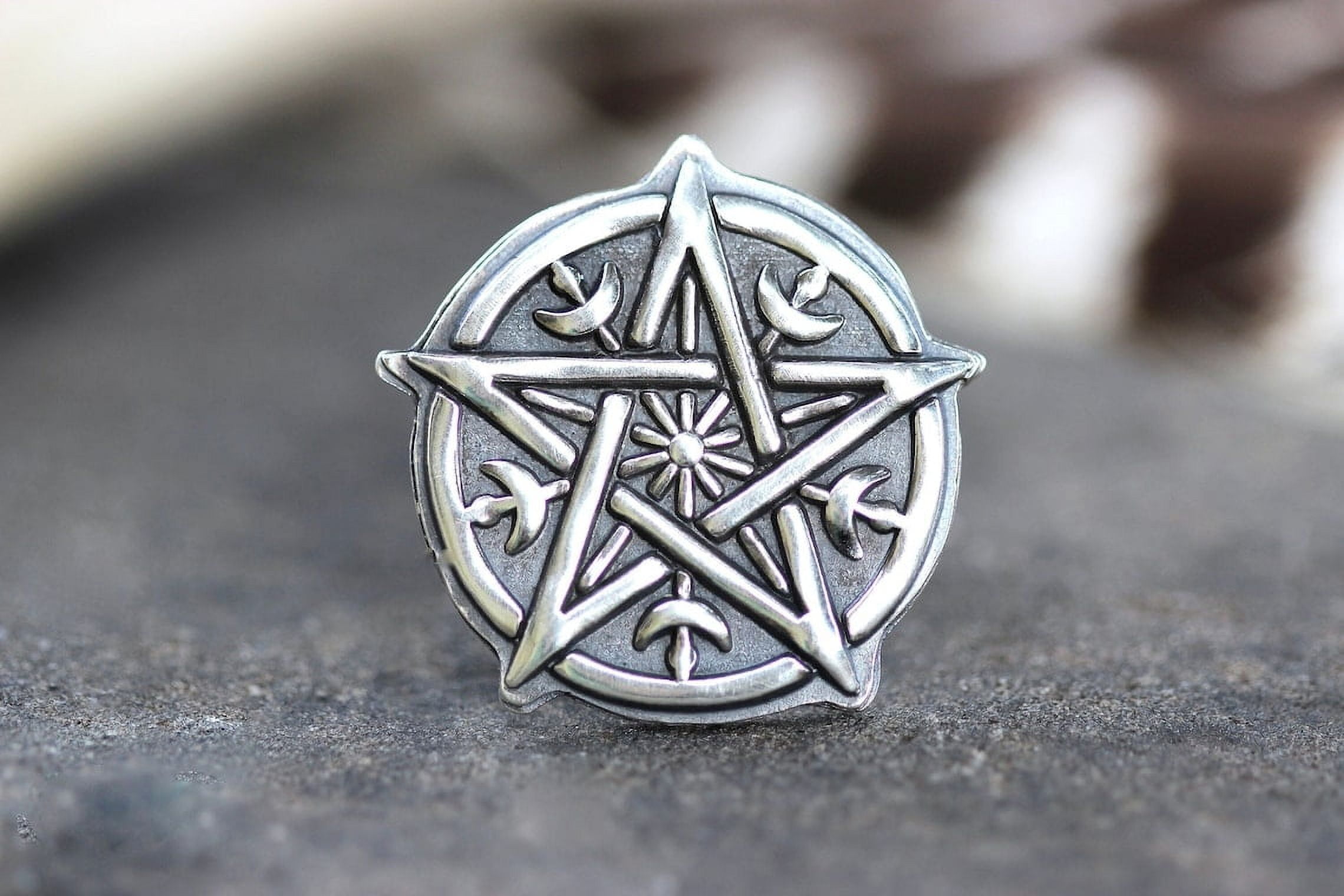 SS DESIGNS Sterling Silver Pentagram Ring Pentacle Ring Witch Ring ...