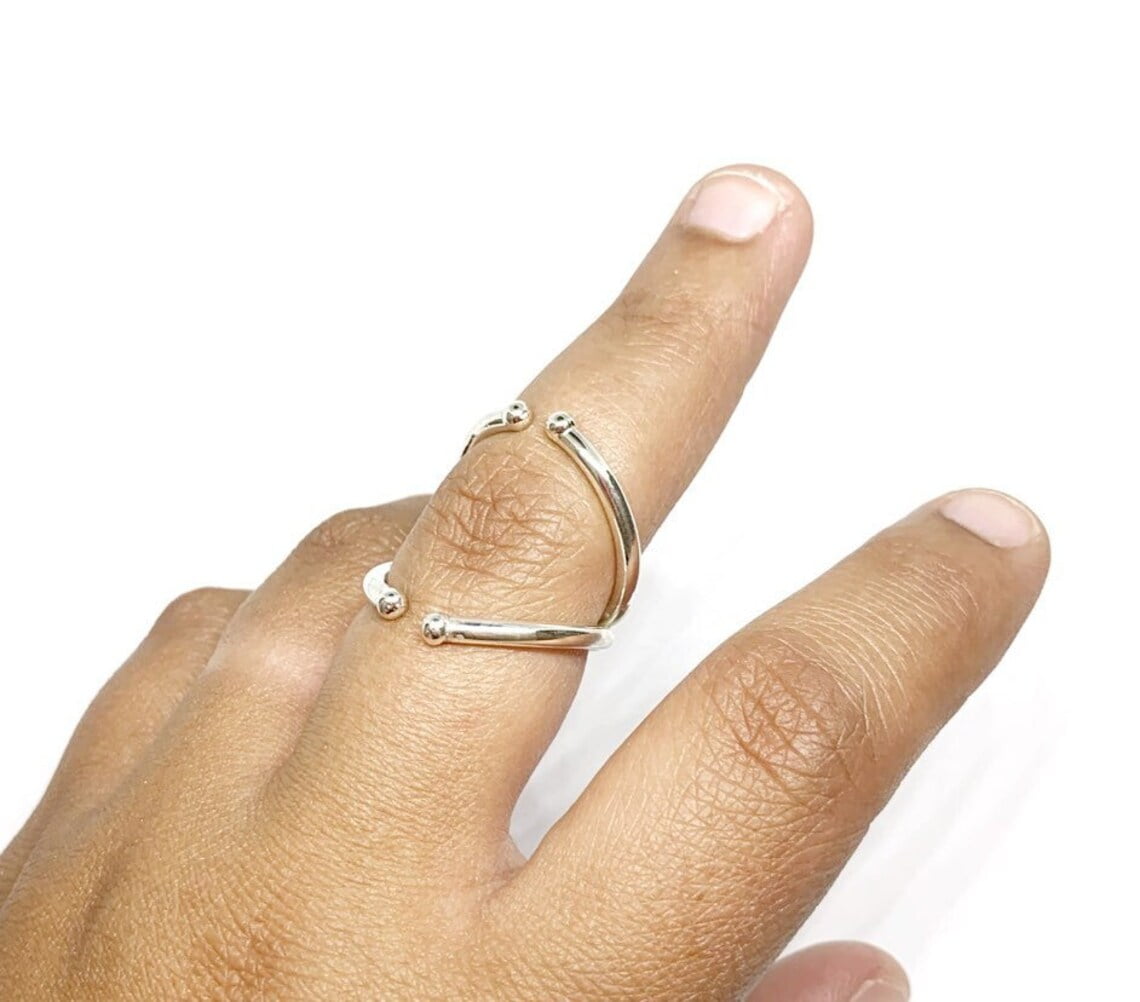 SS DESIGNS Sterling Silver Wire Splint Ring for PIP or DIP Joints | Adjustable Arthritis Ring ...