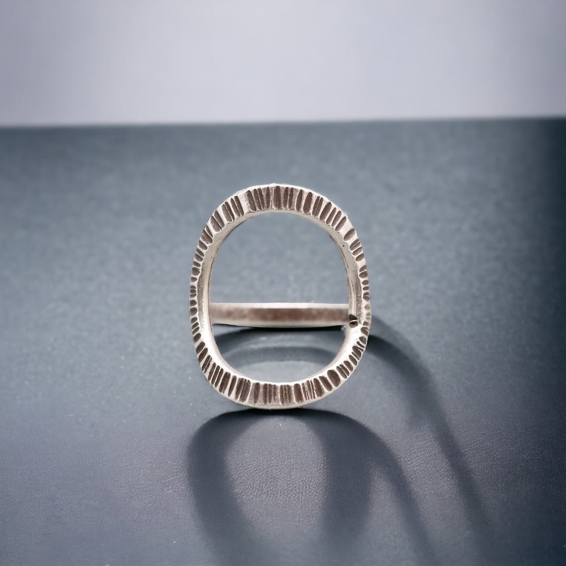 SS DESIGNS Textured Oval Open Ring – Handmade Sterling Silver ...