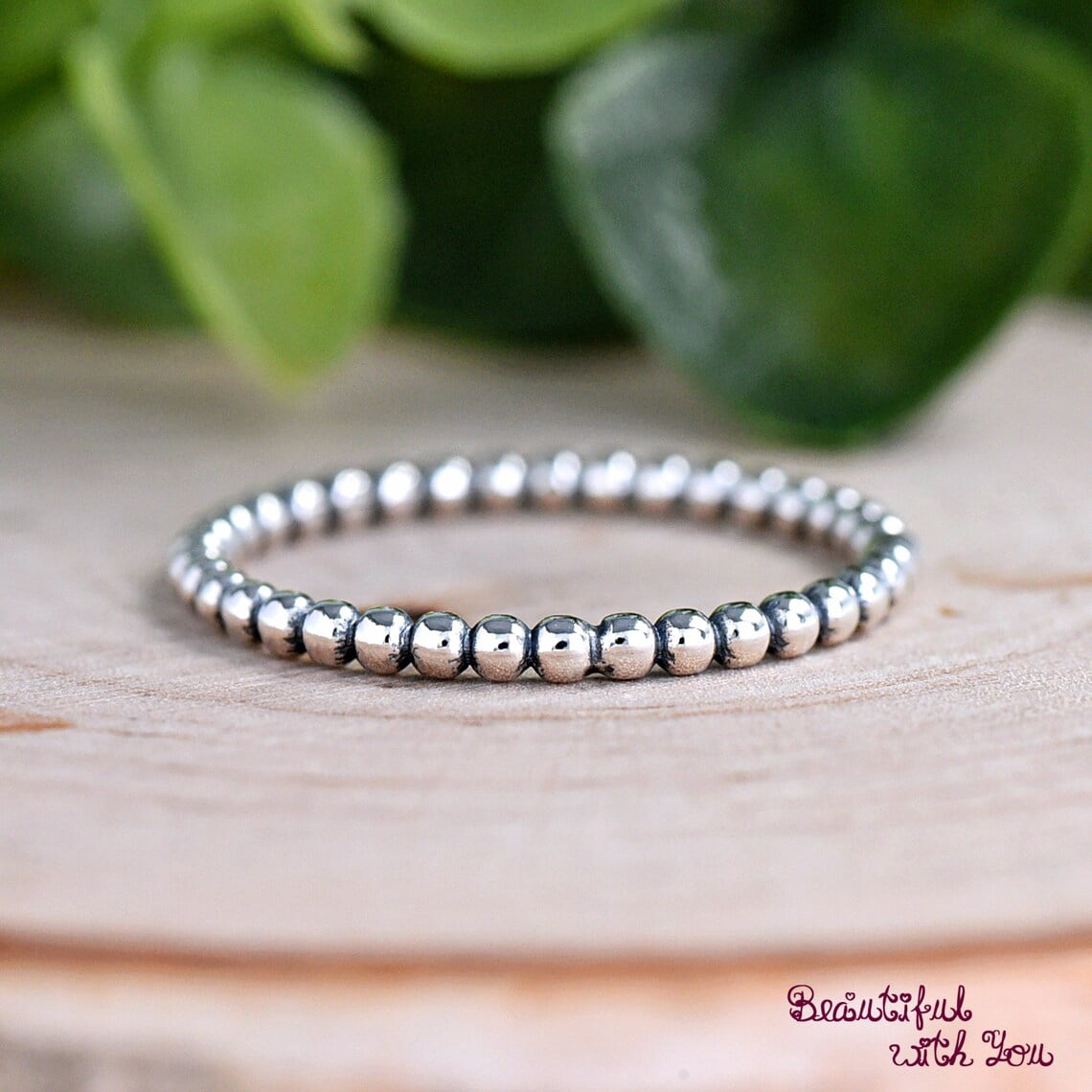 SS DESIGNS- Thin Bead Bali Inspired Bubble Eternity Band Ring Oxidized ...