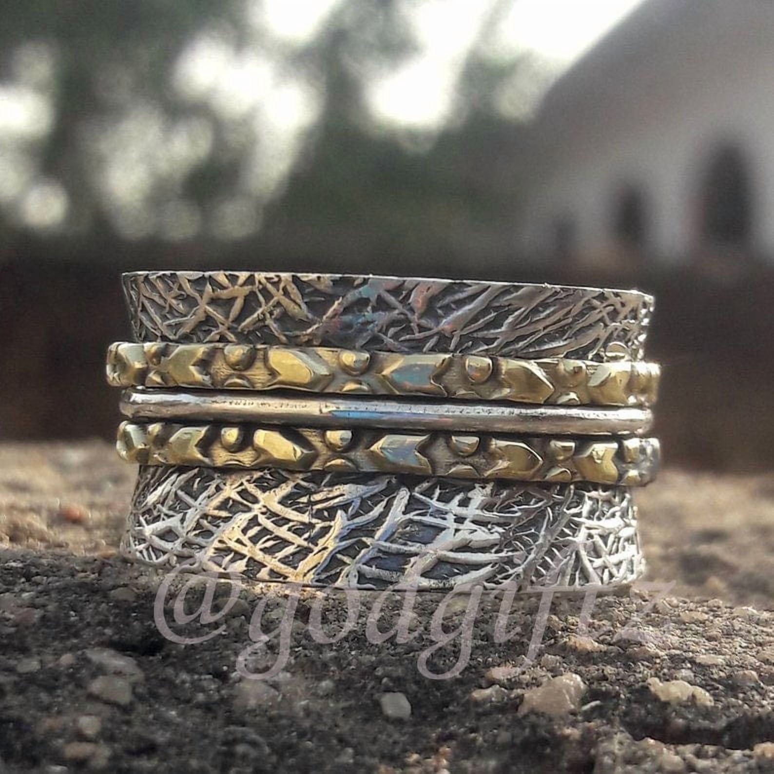 SS DESIGNS Unique Spinner Ring for Women, Wide Band Made of Sterling ...
