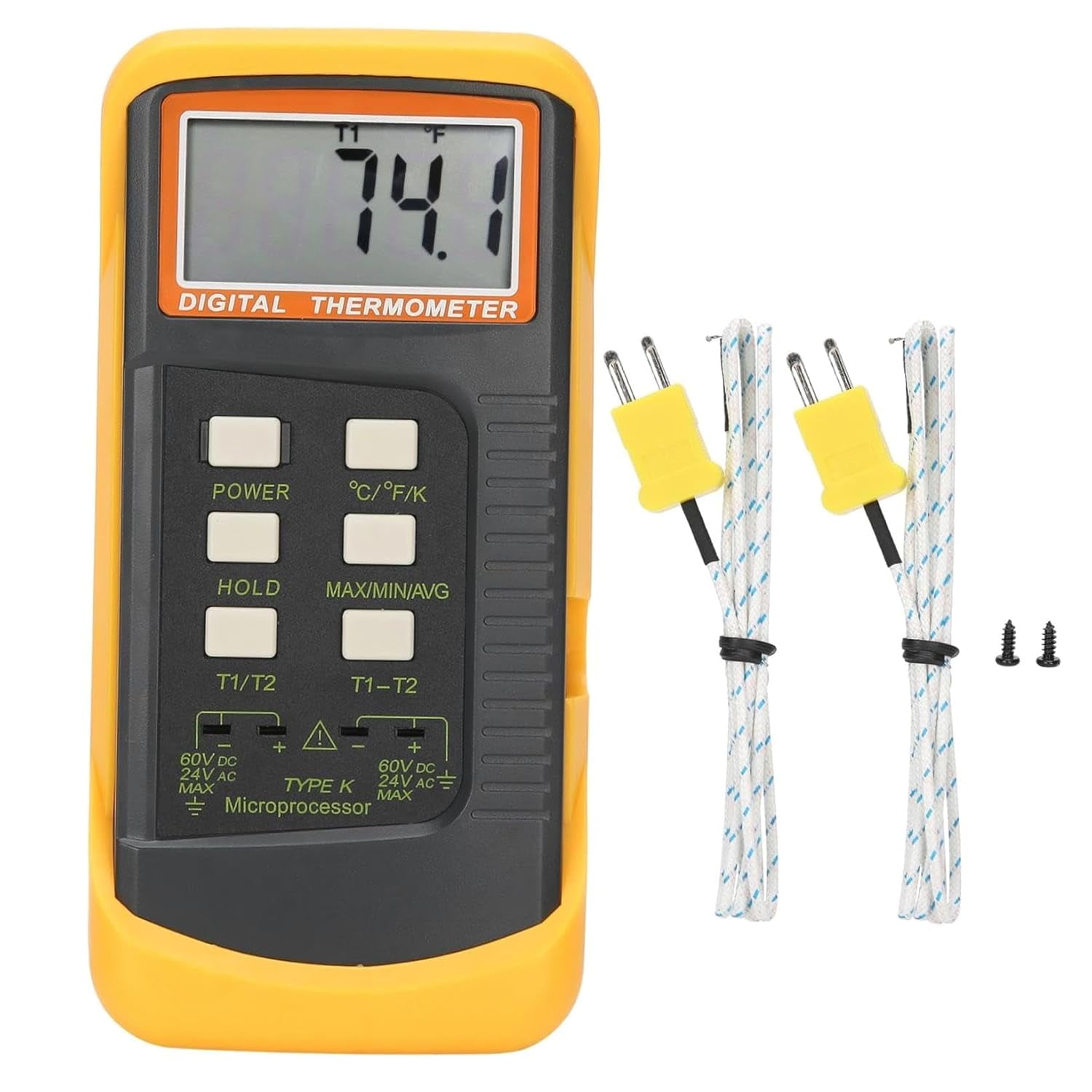 SS-Digital Handheld Thermocouple - Dual Channel Fahrenheit Temperature ...