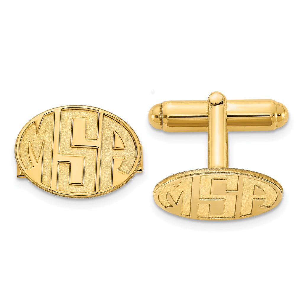 SS/Gold-plated Oval Recessed Letters Monogram Cuff Links QXNA621GP ...