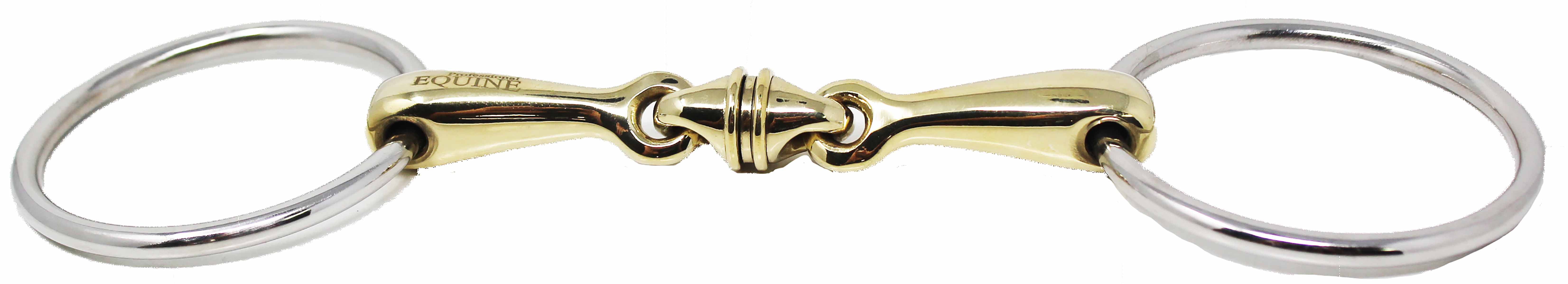 SS Loose Ring 5" Mouth Brass Lozenge Double-Jointed Snaffle Horse Bit ...