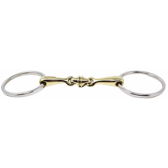 SS Loose Ring 5" Mouth Brass Lozenge Double-Jointed Snaffle Horse Bit ...