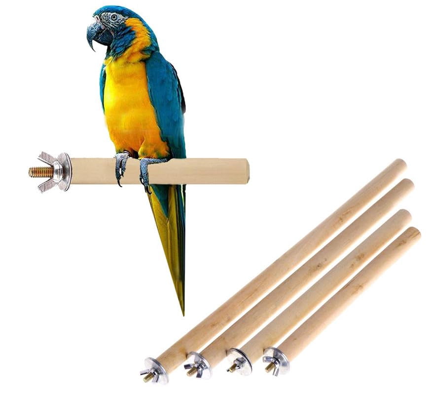 SS Organic Natural Habitat Wooden Perch,Stand with Set of 4 Wooden ...