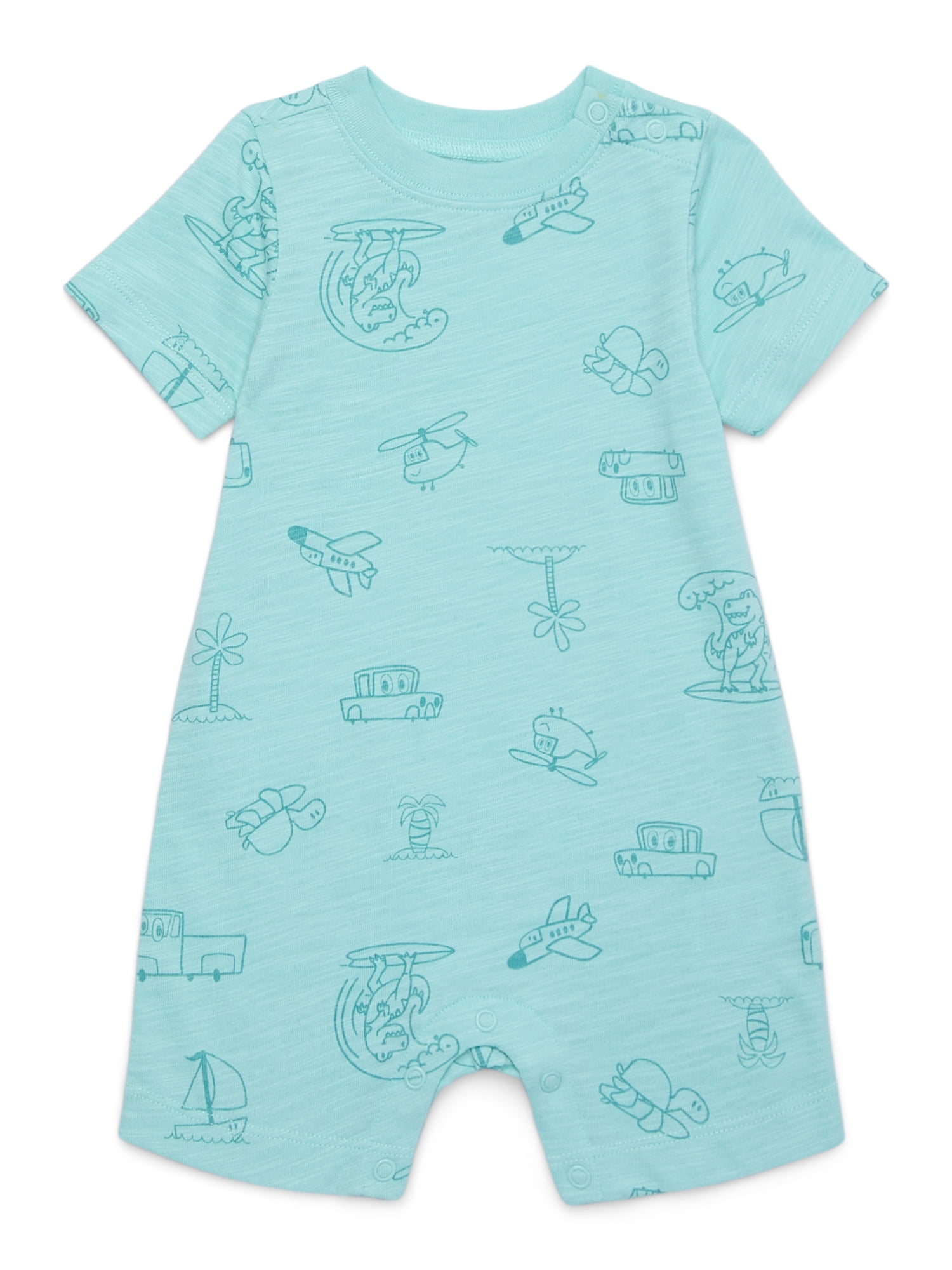 SS Regular Short Sleeve Print Romper - Walmart.com