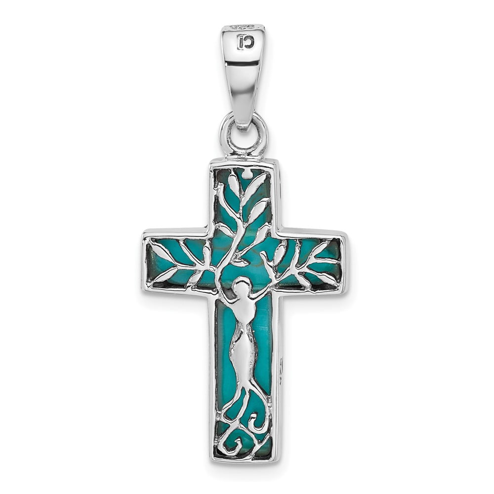 SS RH-plated Reversible Reconstituted Turquoise Cross Pendant - Walmart.com