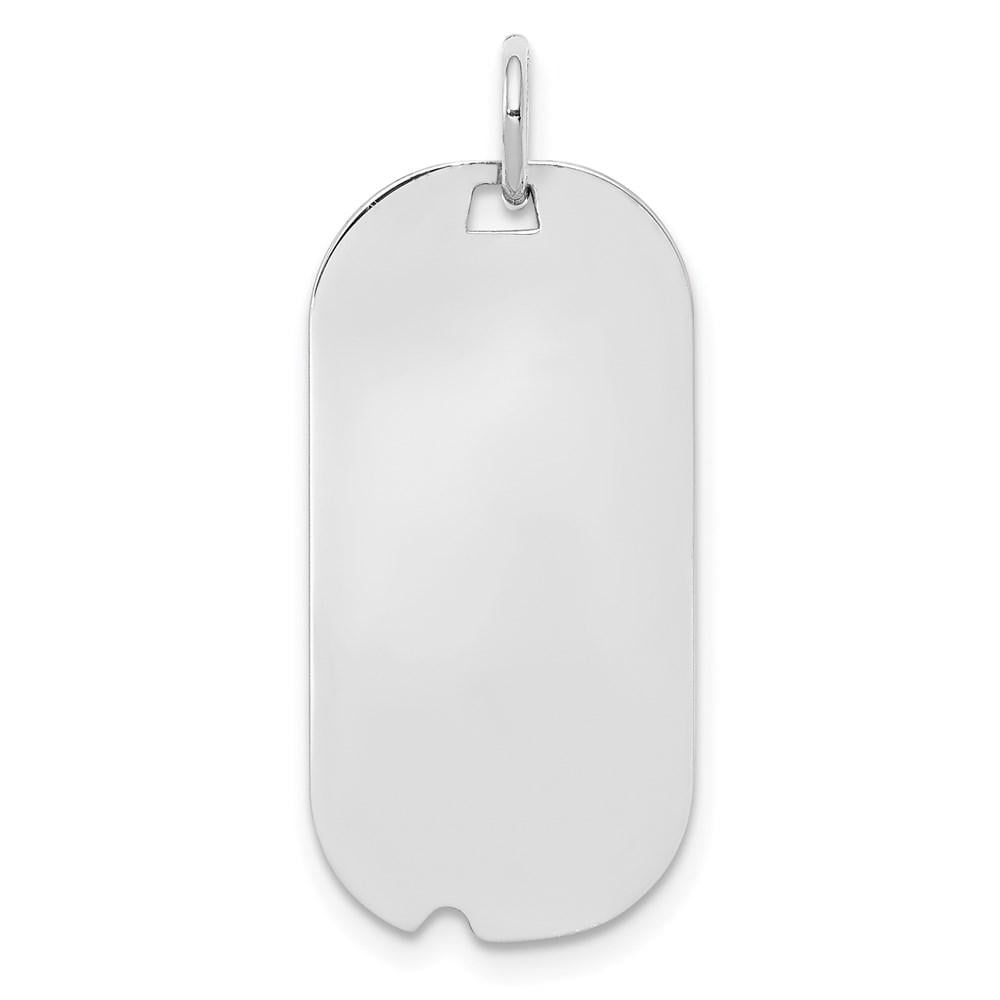 SS Rh-plt Engraveable Dog Tag Polished Front/Satin Back Disc Charm ...